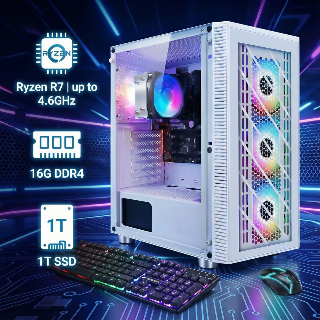 Snapklik.com : RGB PC Computer Desktop, AMD Ryzen 7 5700G Up To 4.6G ...