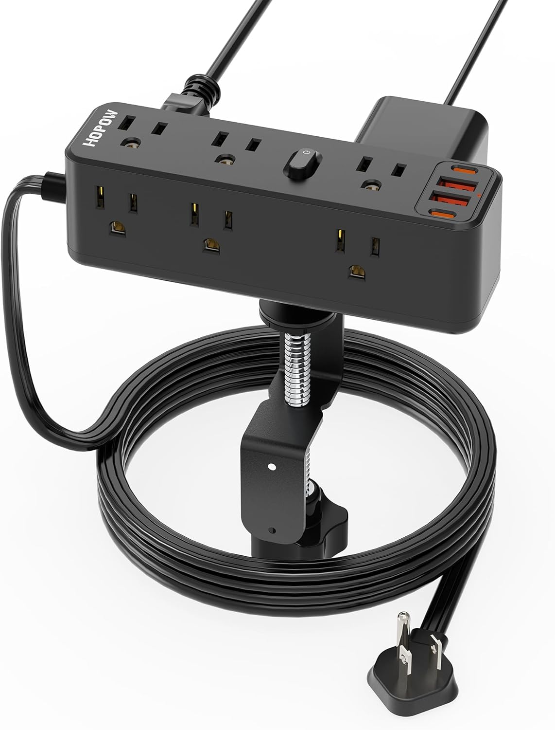Amazon.com: HOPOW Desk Clamp Power Strip, Desktop Edge Mount Surge ...
