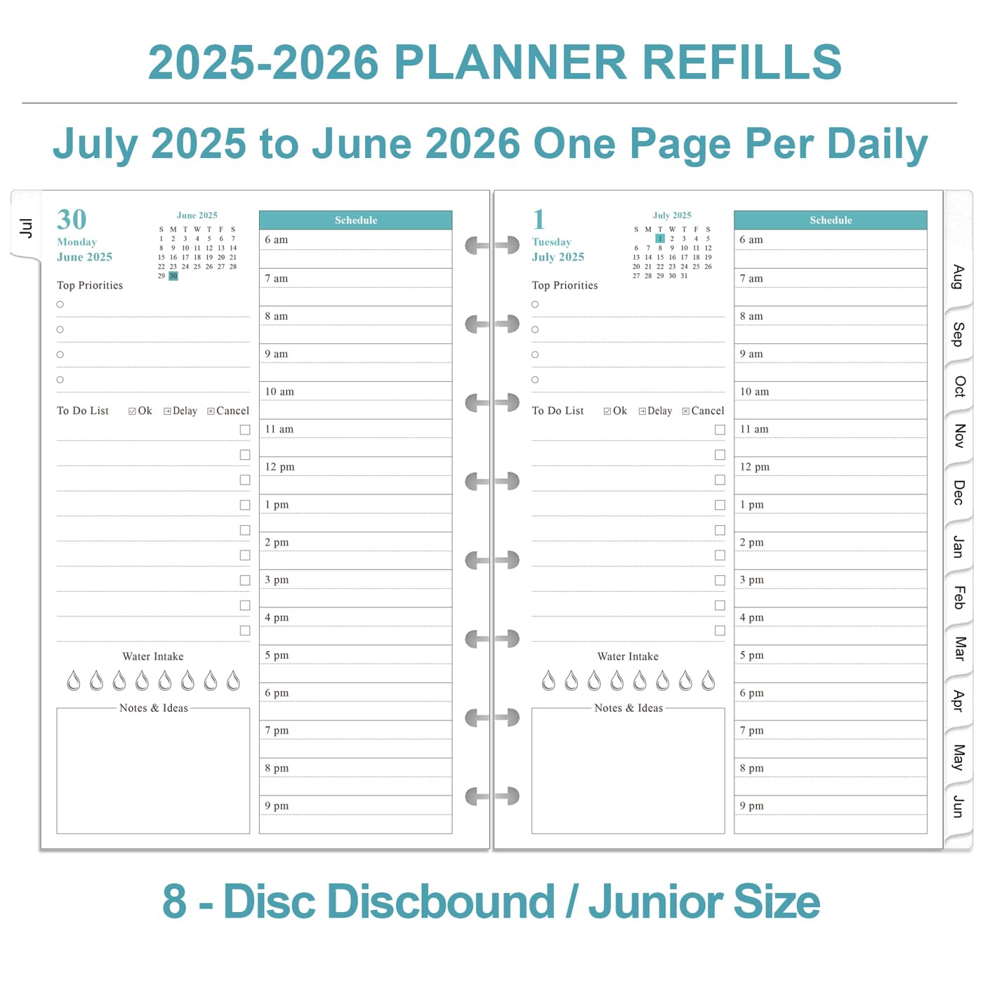 Snapklik.com : 2025-2026 Planner Refills One Page Per Day, 8-Disc ...