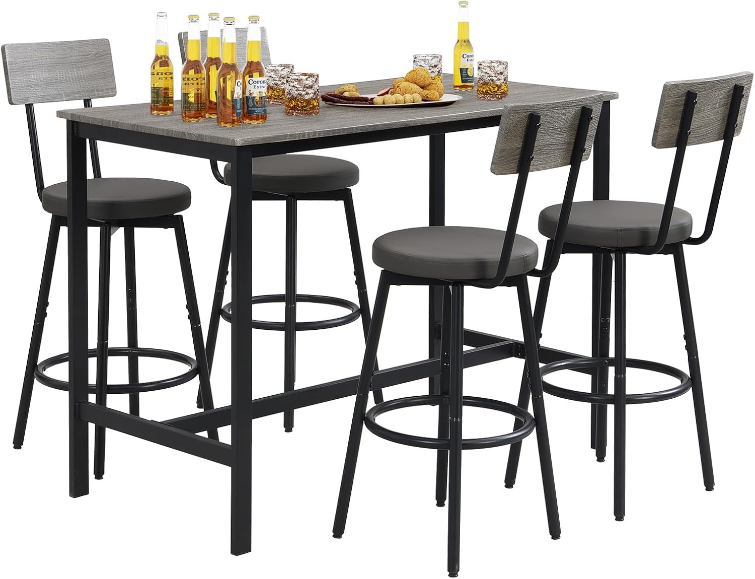 Amazon.com: Tatub Bar Table and Chairs Set of 4, 5 Piece Dining Table ...