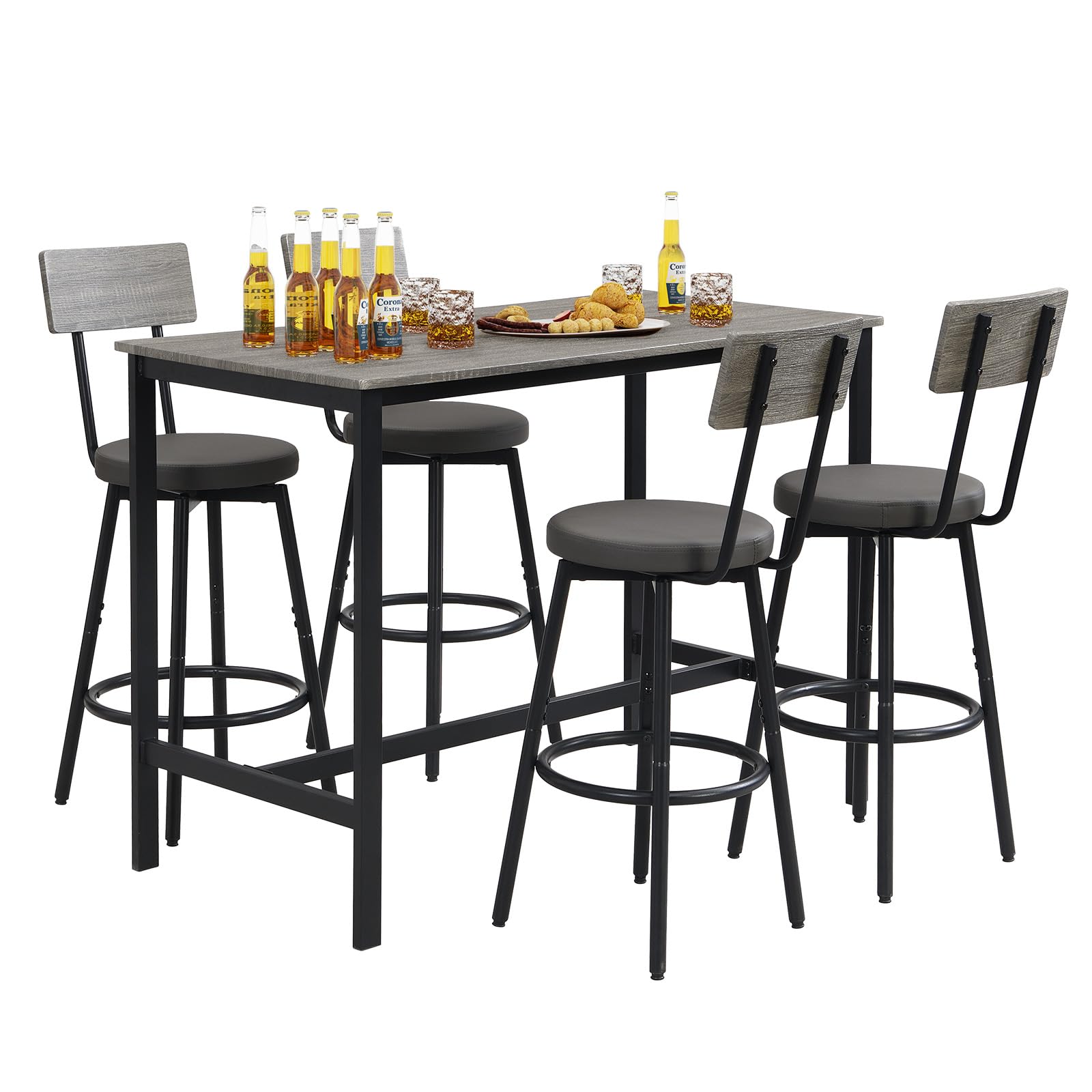 Amazon.com: Tatub Bar Table and Chairs Set of 4, 5 Piece Dining Table ...