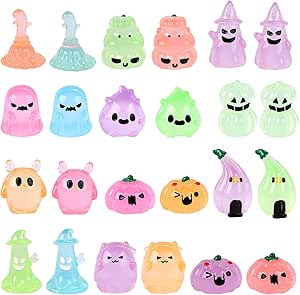 LALASTYLE 24PCS Halloween Ghost Mini Resin Figurines Glow in the Dark ...