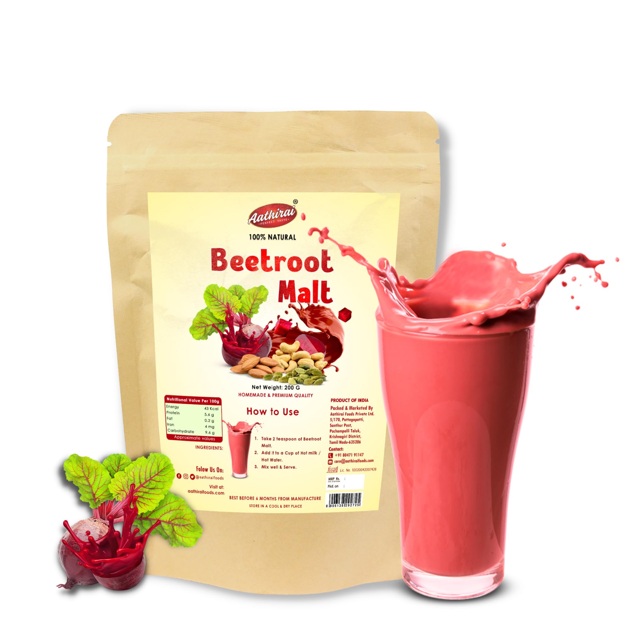 Aathirai Beetroot Malt - 200GM | Health and Nutrition Drink Powder ...