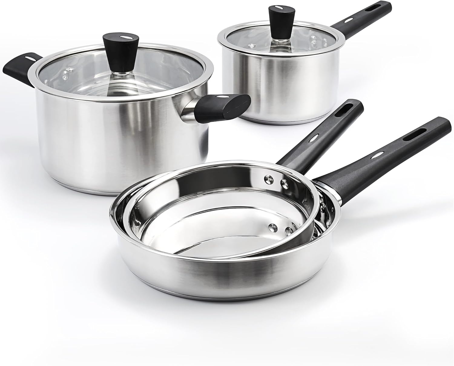 Amazon.com: 6-Piece Pots and Pans Set, Stainless Steel Cookware Set ...