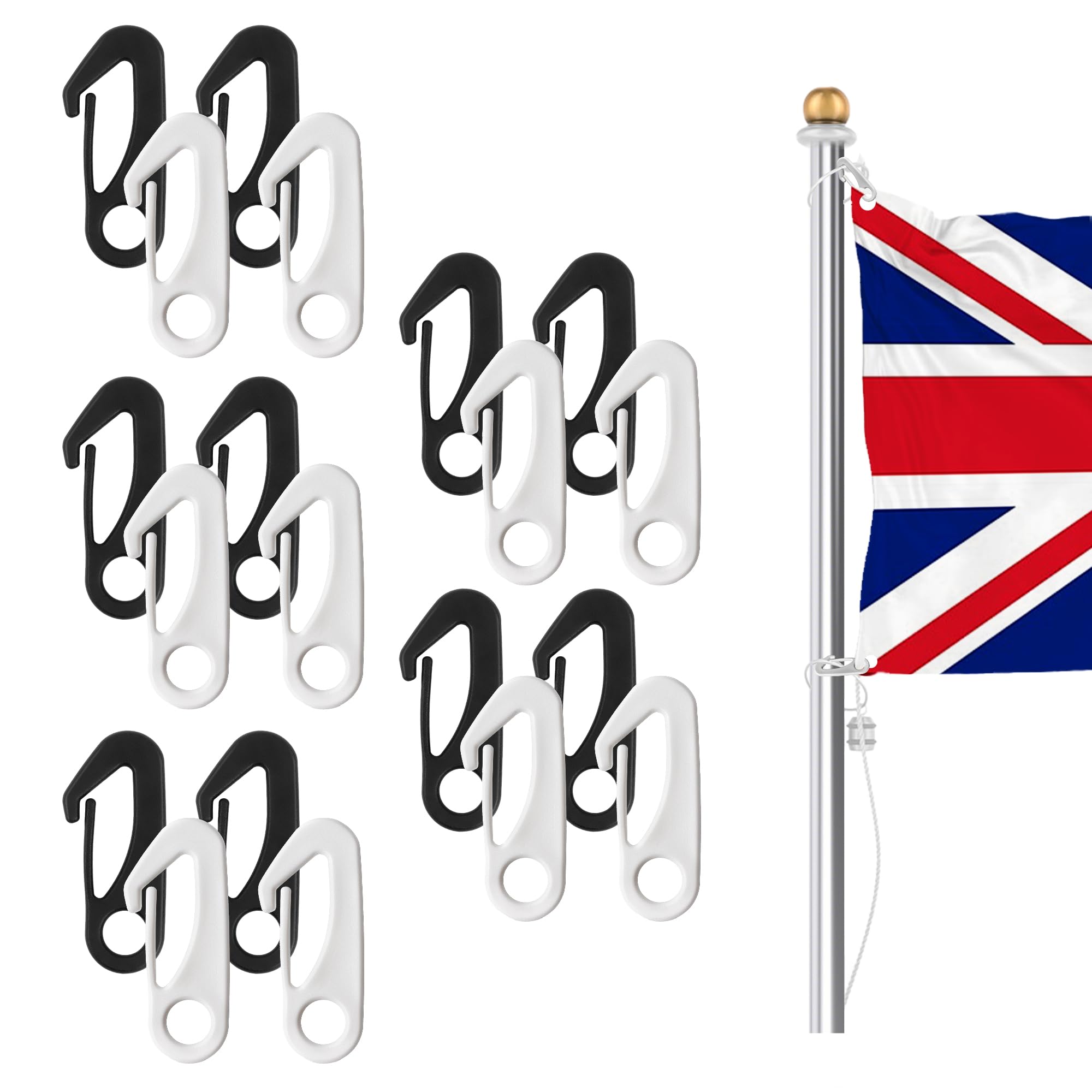Rybtd 20PCS Flag Pole Clips 60MM Nylon Flagpole Snap Hook Clips ...