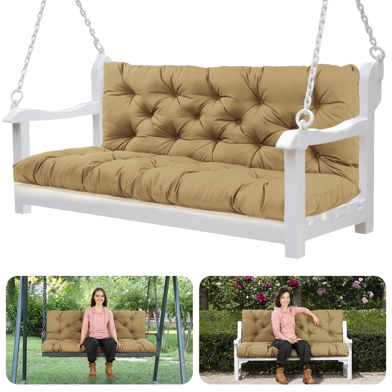 Amazon.com : TIANTBD Porch Swing Cushions Waterproof Outdoor Swing ...
