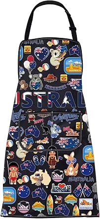 Amazon.com: Australia Apron with Pockets for Chef Aussie Kitchen Apron ...