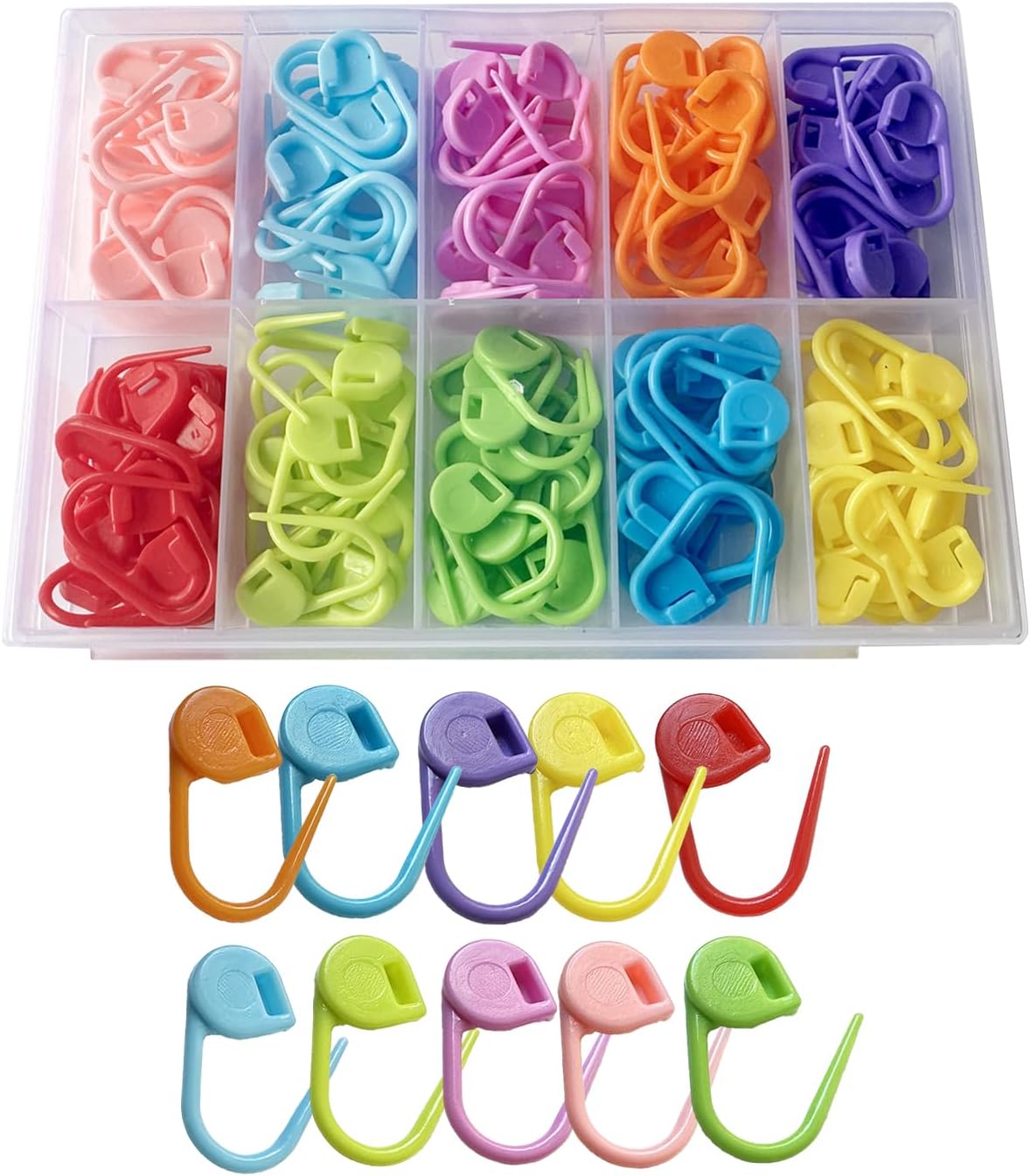 Amazon.com: Pcxino 600 Pieces Colorful Plastic Safety Pins,Knitting ...