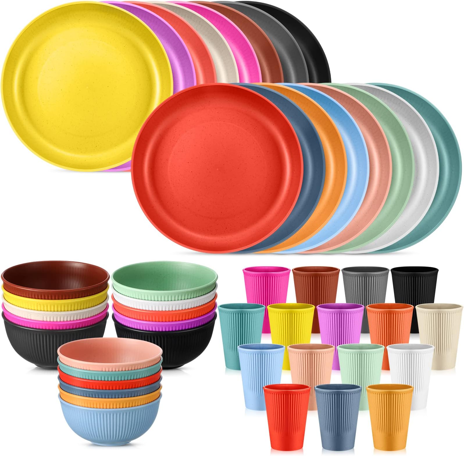Amazon.com: PLASKIDY Kids Plastic Dinnerware Set - 36 Pc Reusable ...