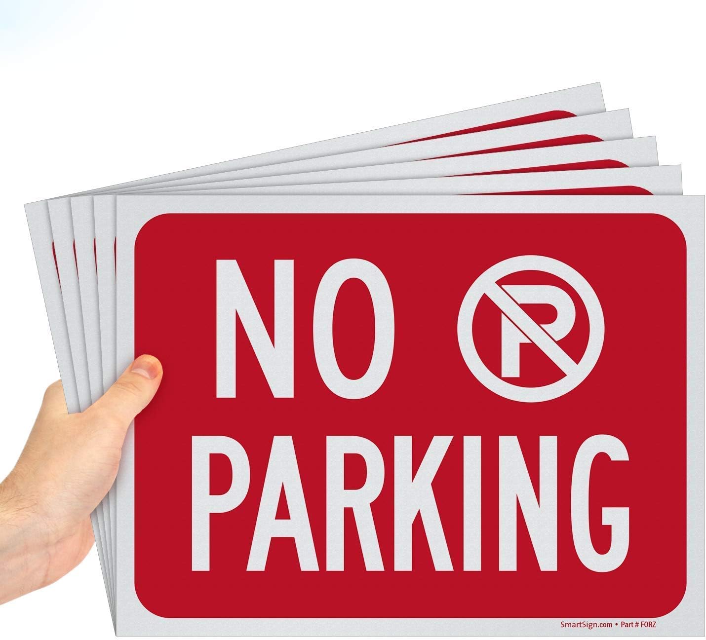 Amazon.com: Ram-Pro NO PARKING Sign - 9" High x 12" Wide Red on White ...