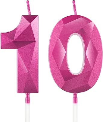 Amazon.com: Number 10 Candles,10th Birthday Candles,Rose Happy Birthday ...