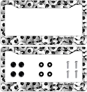 Amazon.com: Soccer License Plate Frame Soccer Sport Flying Football ...