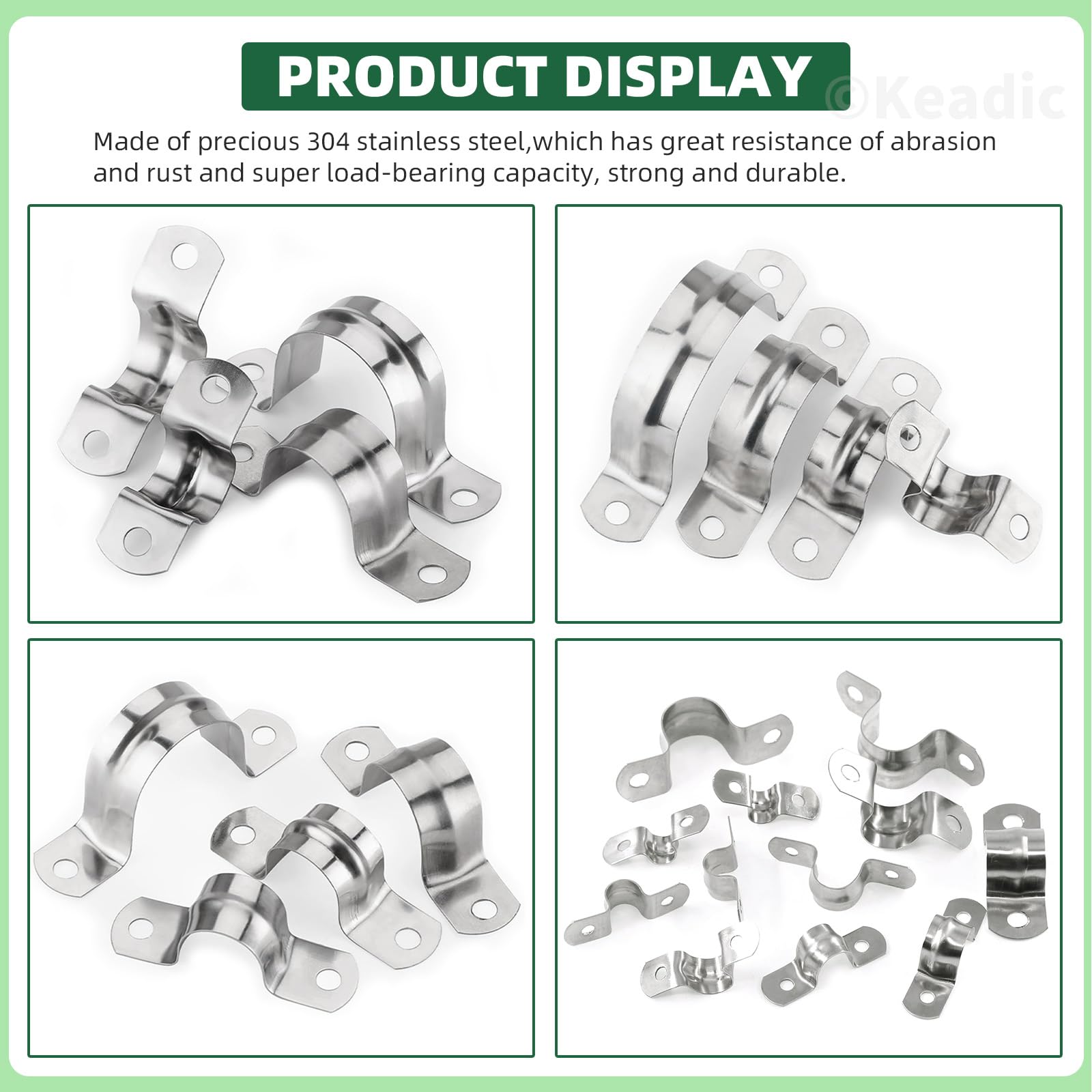 Snapklik.com : Keadic 50Pcs M40 Metric Two Hole Strap U Bracket Tube ...