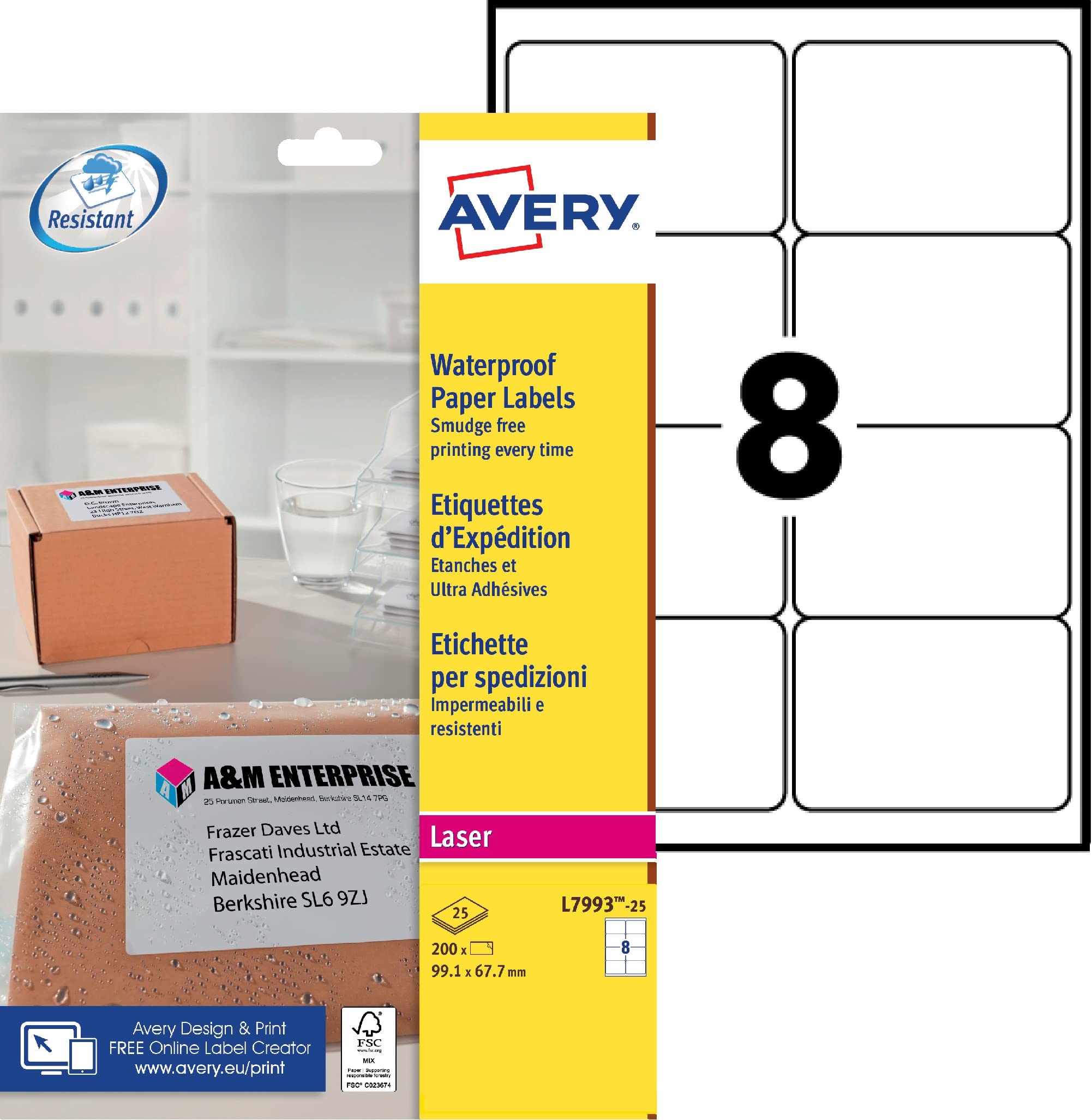 Avery Printable, Customisable Weatherproof/Waterproof, Parcel Mailing ...