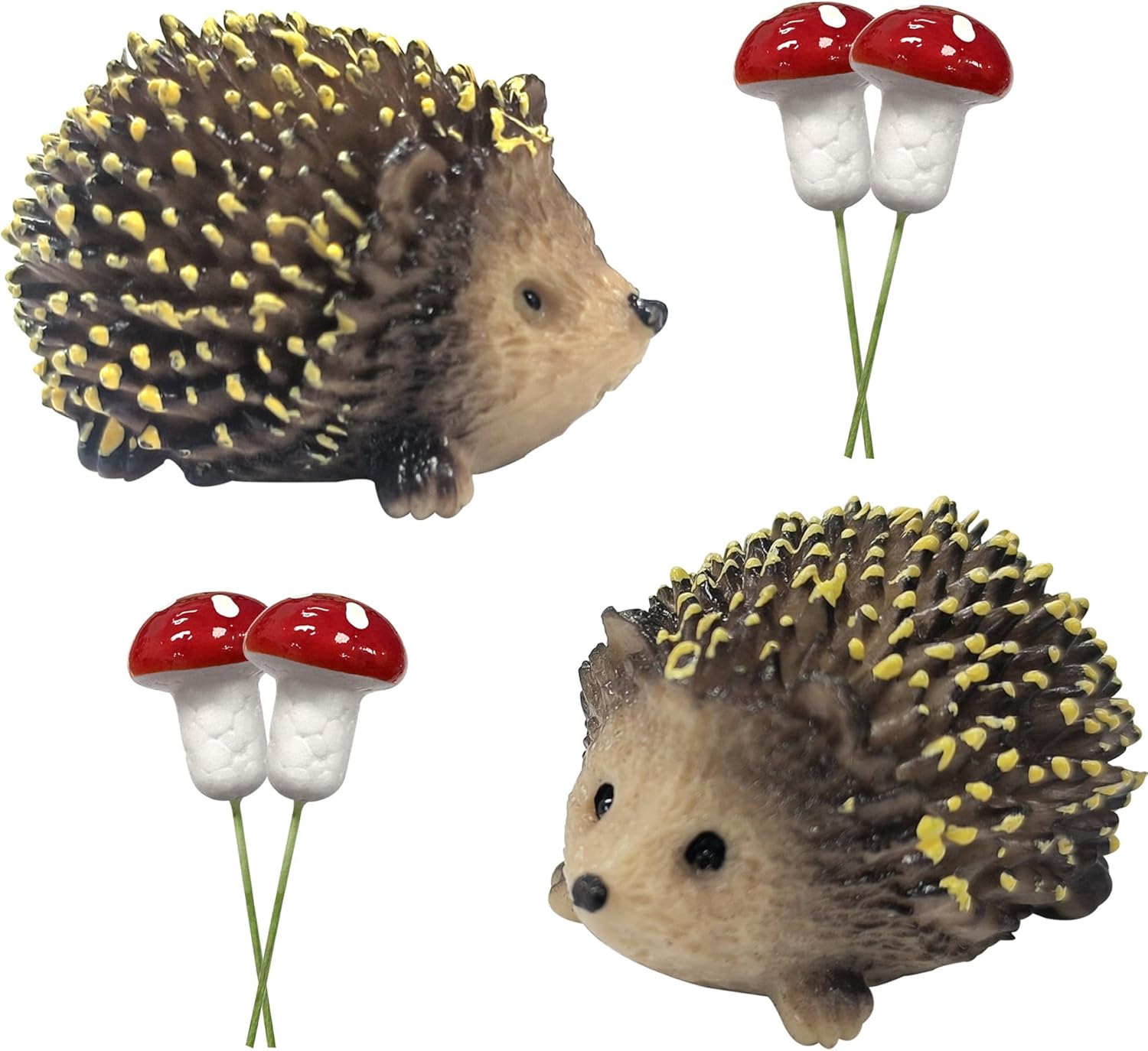 Amazon.com: CAIRIAC Miniature Hedgehog Figurines and Mushroom Garden ...