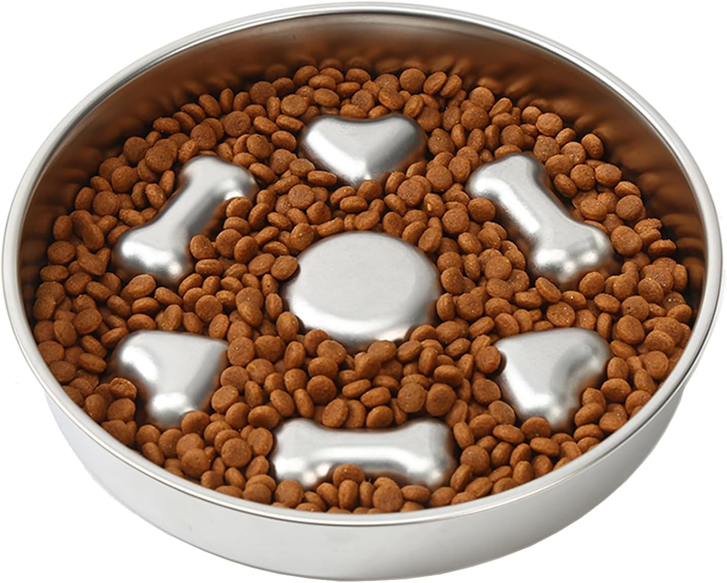 CAISHOW Stainless Steel Non Slip Slow Feeder Dog Bowl Metal Dog Food ...