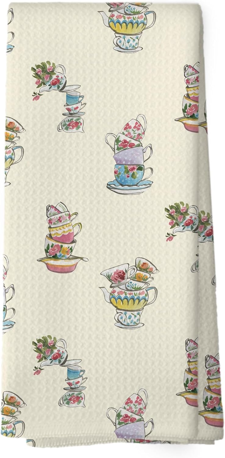 Amazon.com: XPH Vintage Spring Floral Teacups Kitchen Dish Towels ...