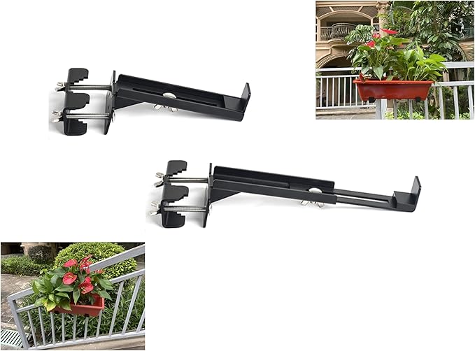 Amazon.com: Universal Adjustable Planter Box Brackets, Deck Railing ...