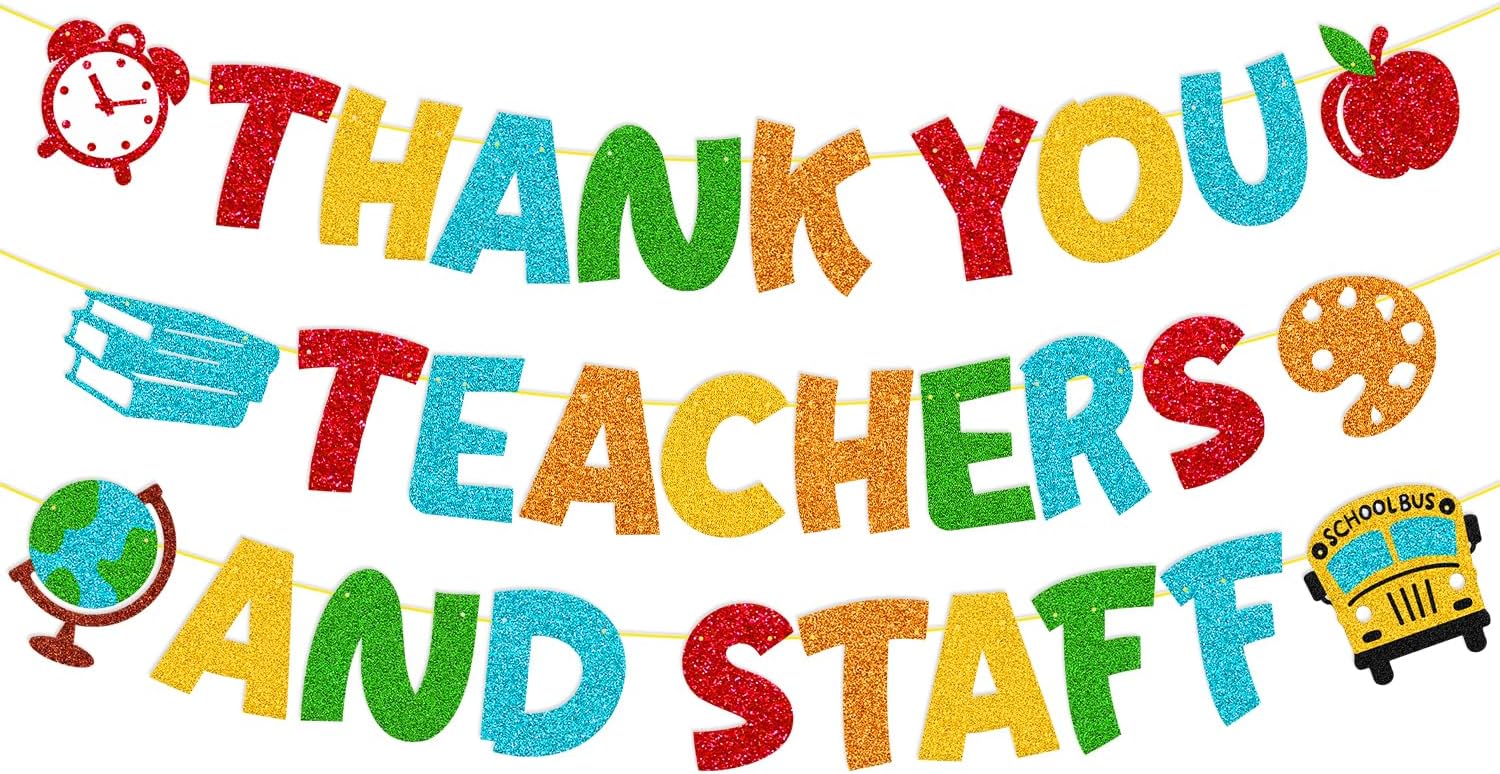 Amazon.com: Thank You Teachers and Staff Banner - for Teacher ...