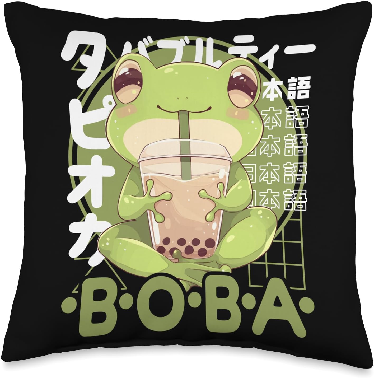 Amazon.com: Frog Boba Tea Kawaii Bubble Tea Frog Anime Neko Toad Throw ...