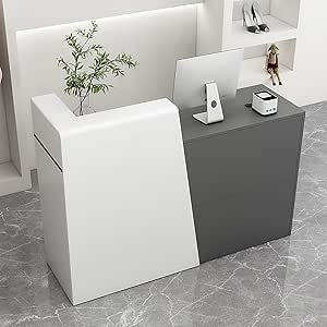 Amazon.co.jp: Modern Reception Desk Counter Multifunctional White ...
