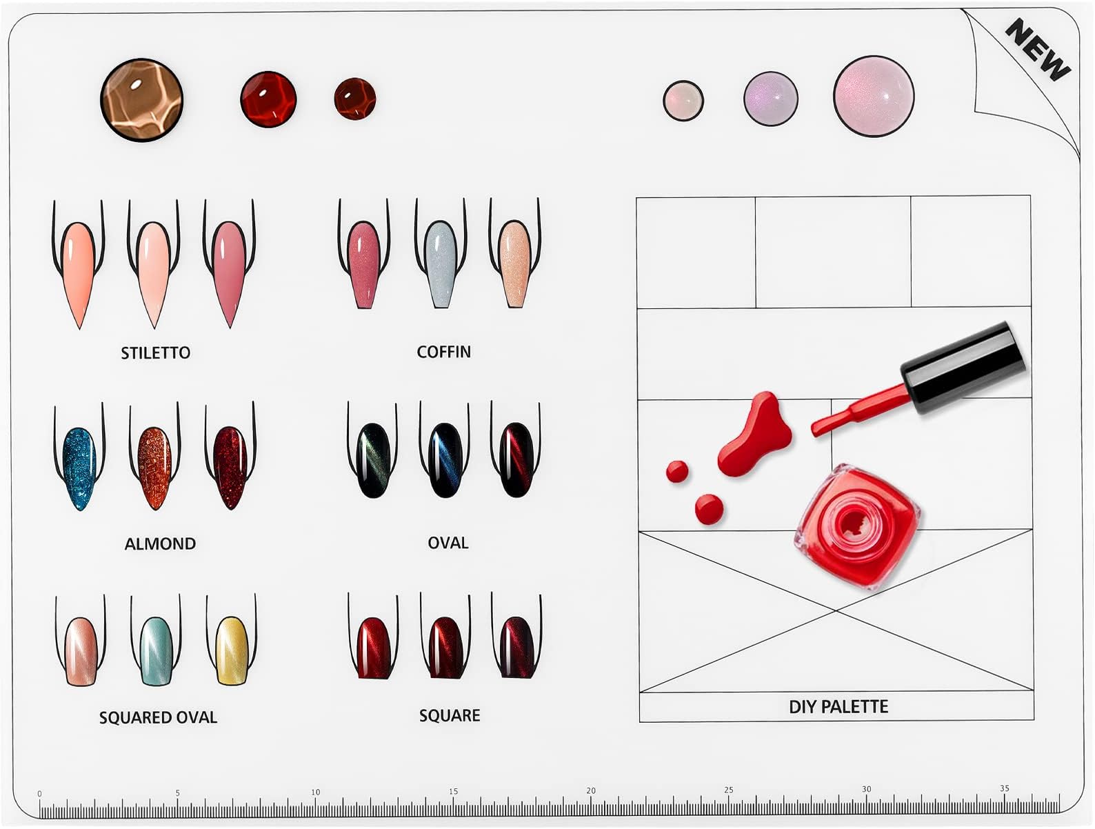 Amazon.com: Beaupretty Acrylic Nail Training Mat, Manicure Art Practice ...