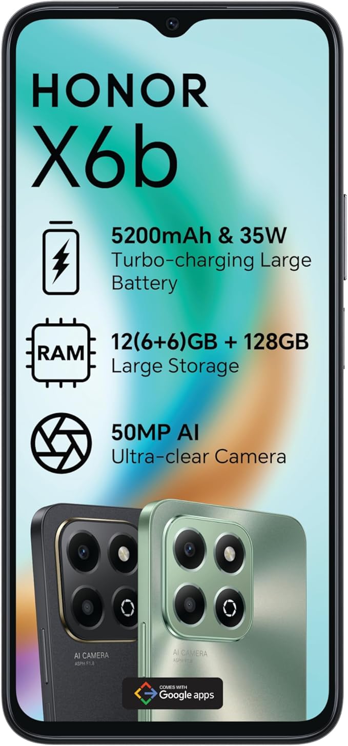 HONOR X6b Dual SIM Smartphone, 6GB RAM + 128GB ROM, 50MP Camera ...