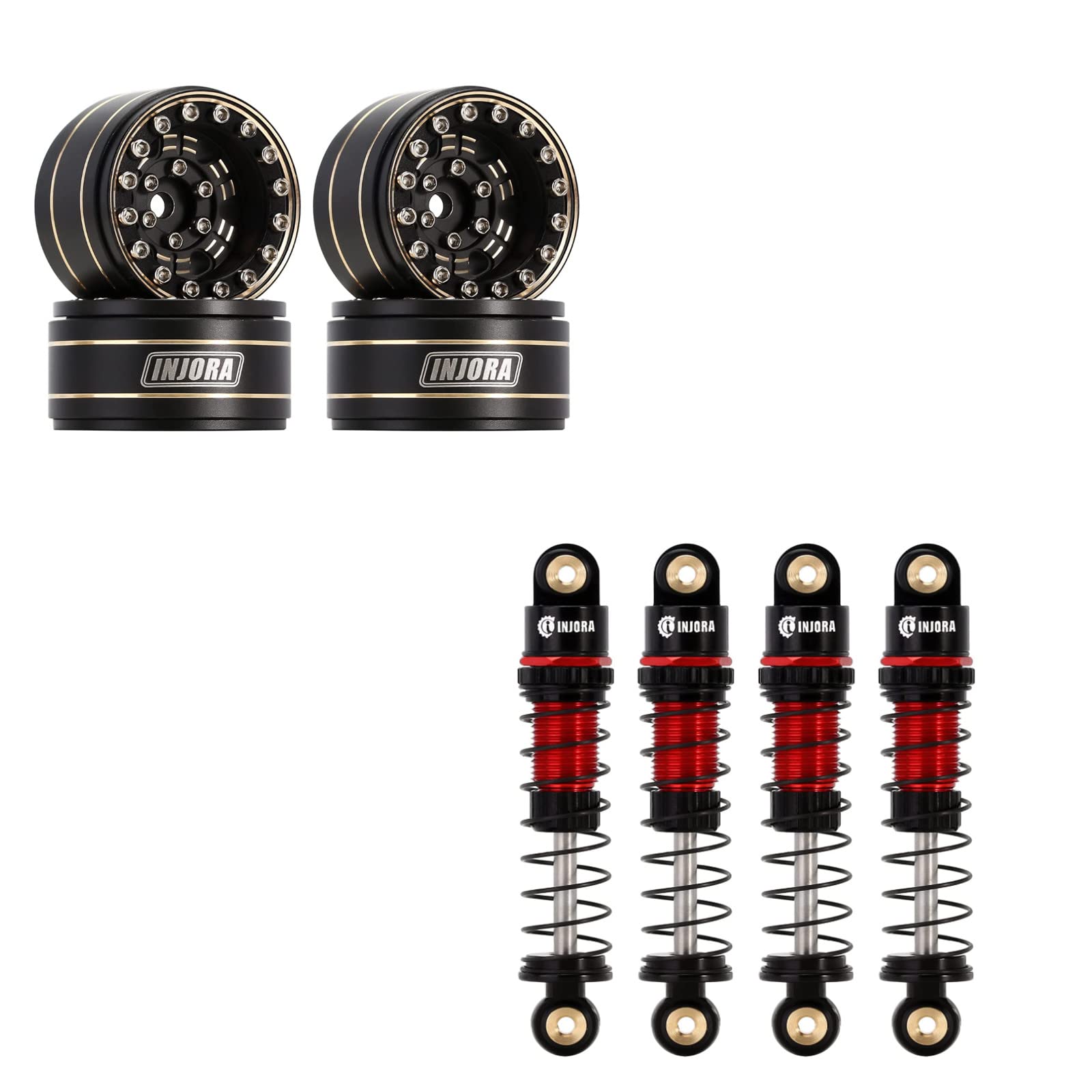 Amazon.com: INJORA Brass 1.0 Beadlock Wheel and 39mm Shocks for SCX24 ...