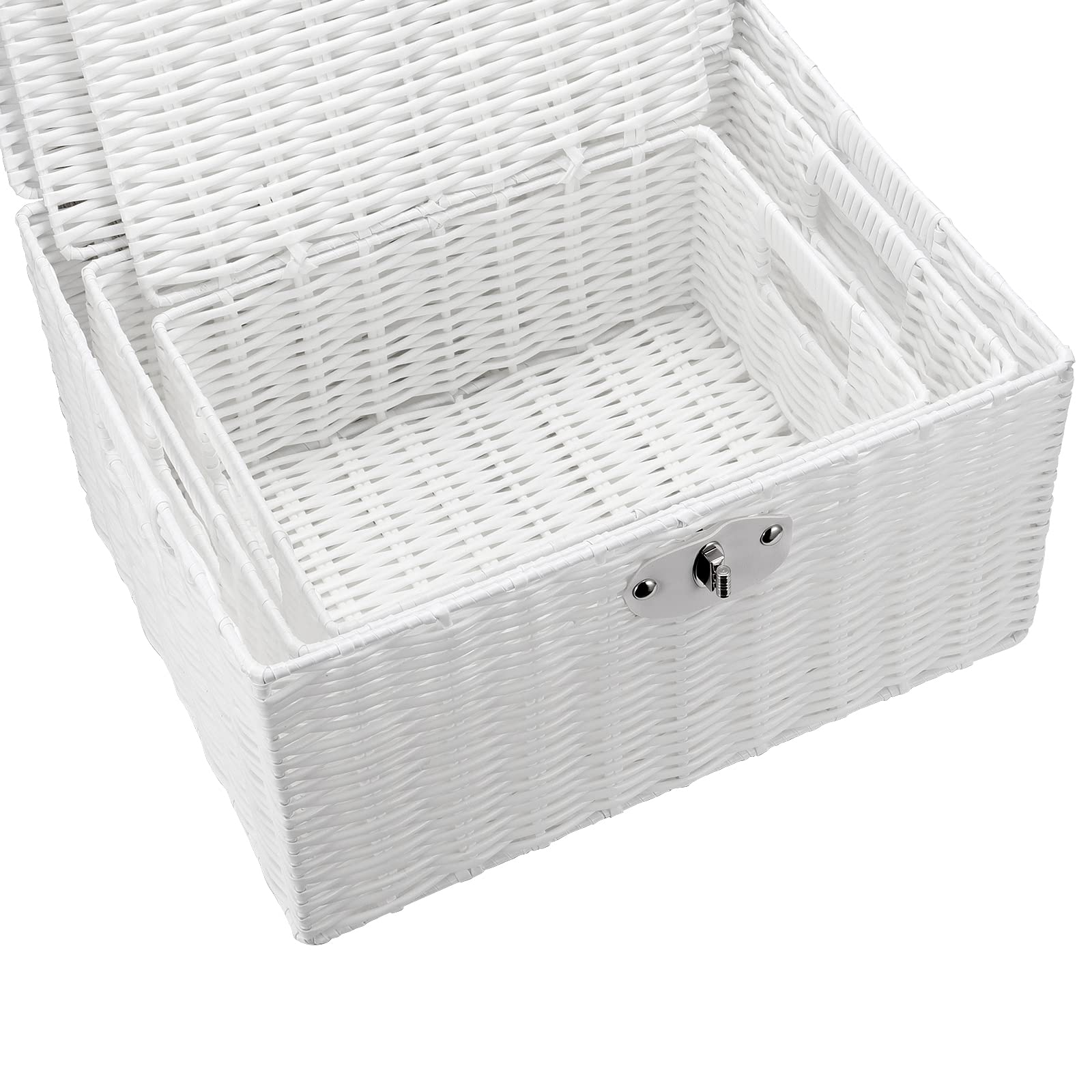 White Resin Wicker Storage 7 Piece Outdoor Wicker Storage Patio