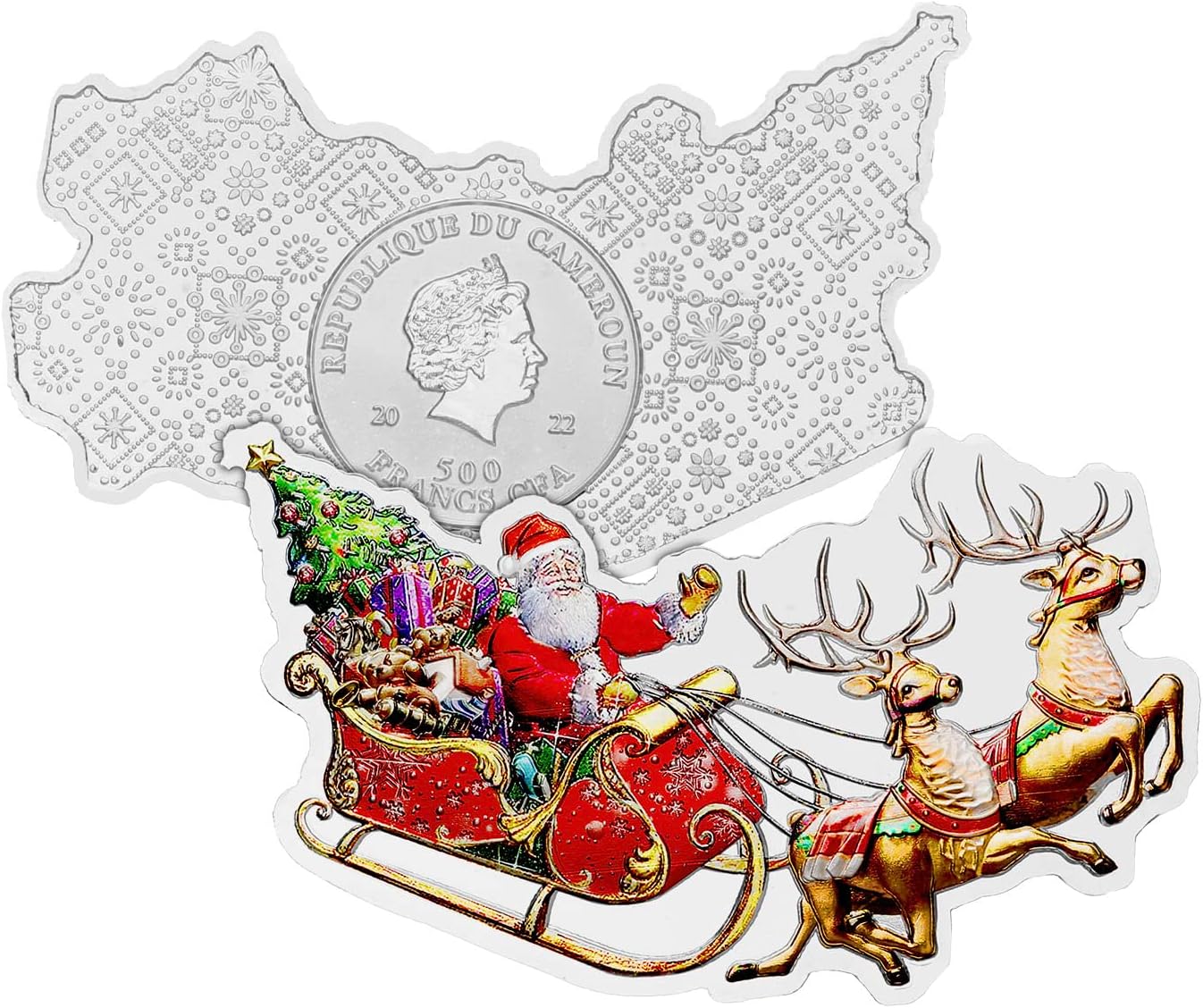The Koin Club Santa on his Sleigh Coin 500 Francs Cameroon 2022 ...