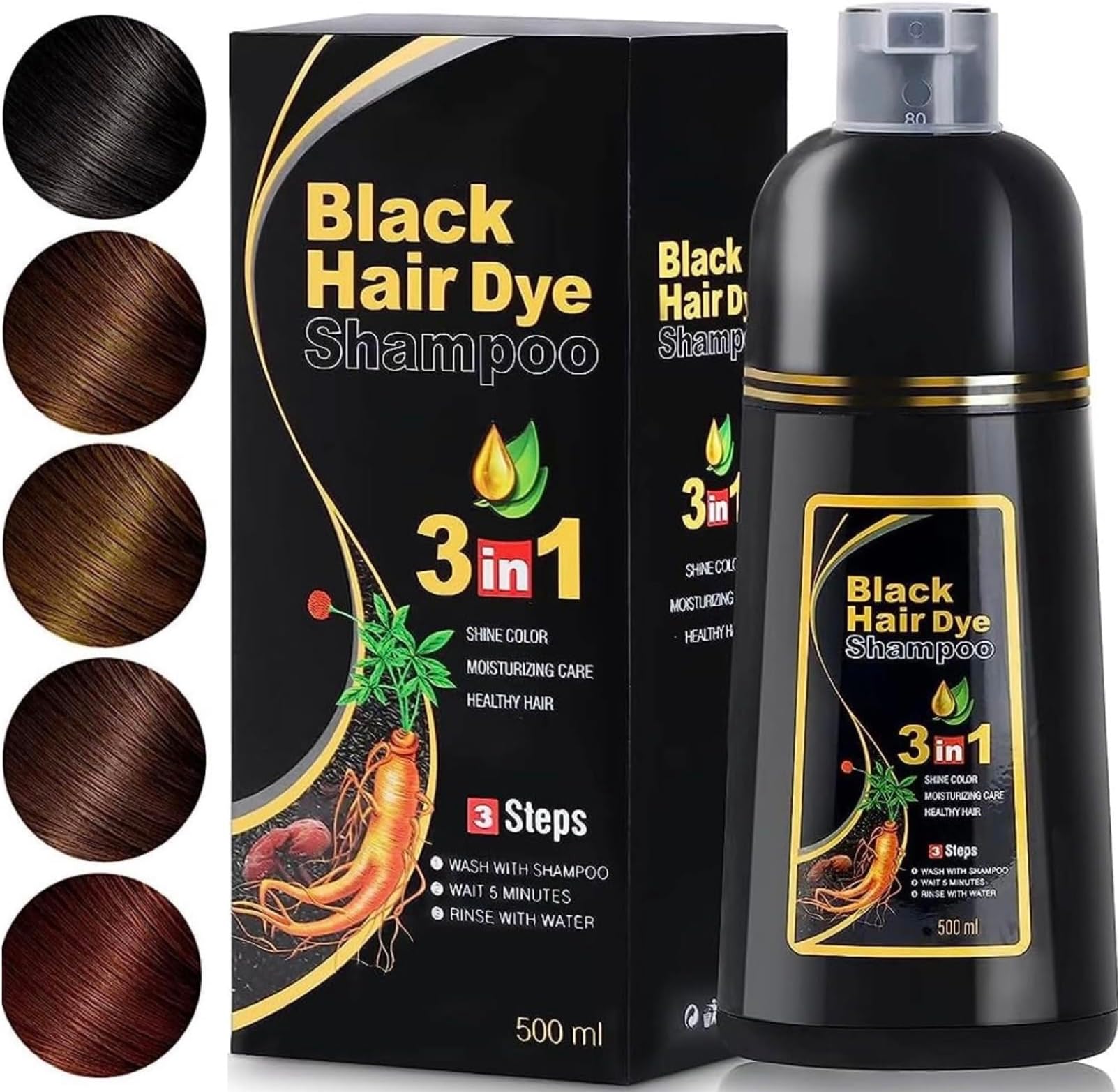 Amazon.com : 500ML Permanent Black Hair Color Dye Shampoo - Organic ...