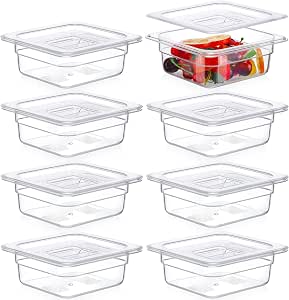Sieral 1/6 Size Clear Food Prep Containers with Lids - Durable ...