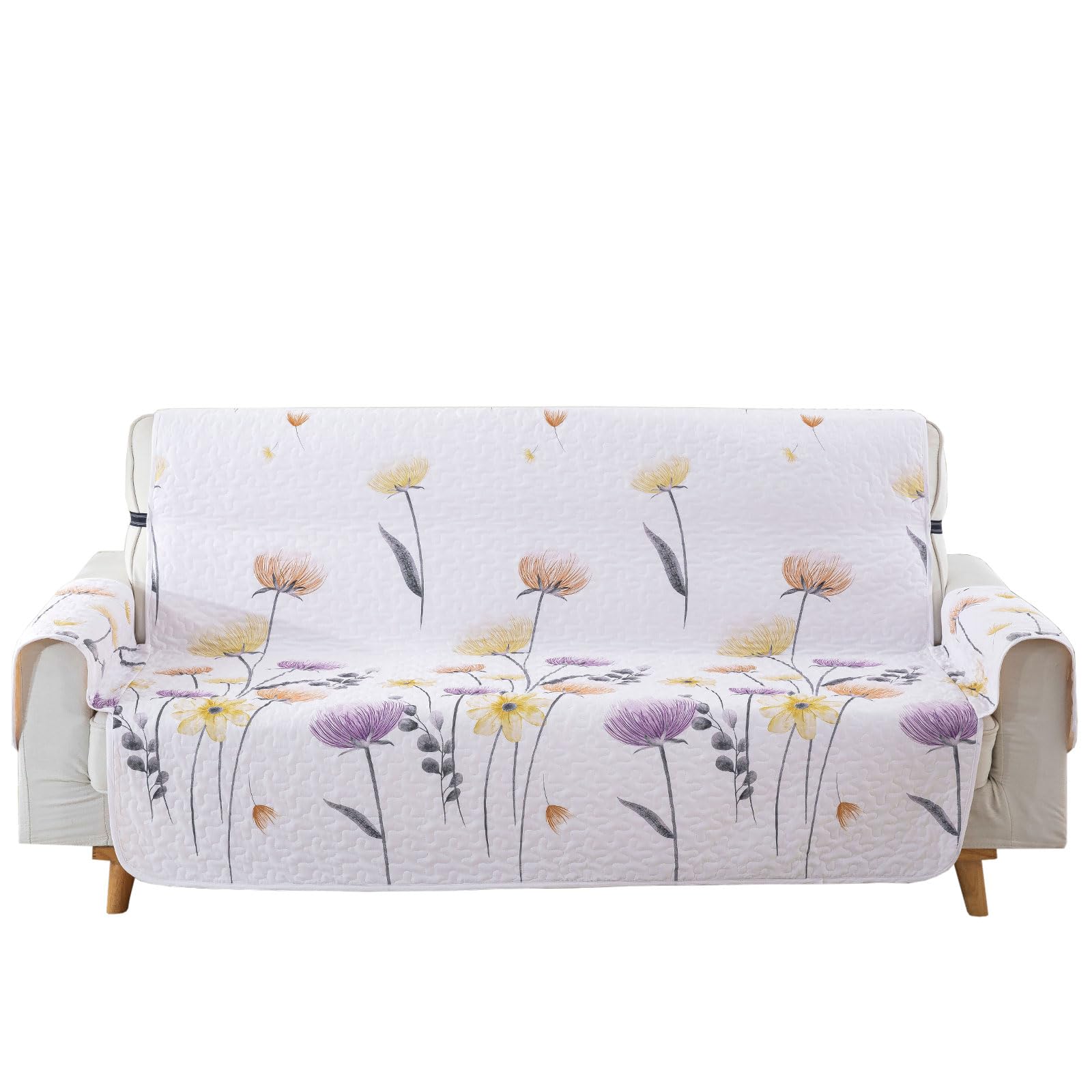 Amazon.com: Dinjoy Floral Sofa Cover, Purple Printed Sofa Slipcovers ...