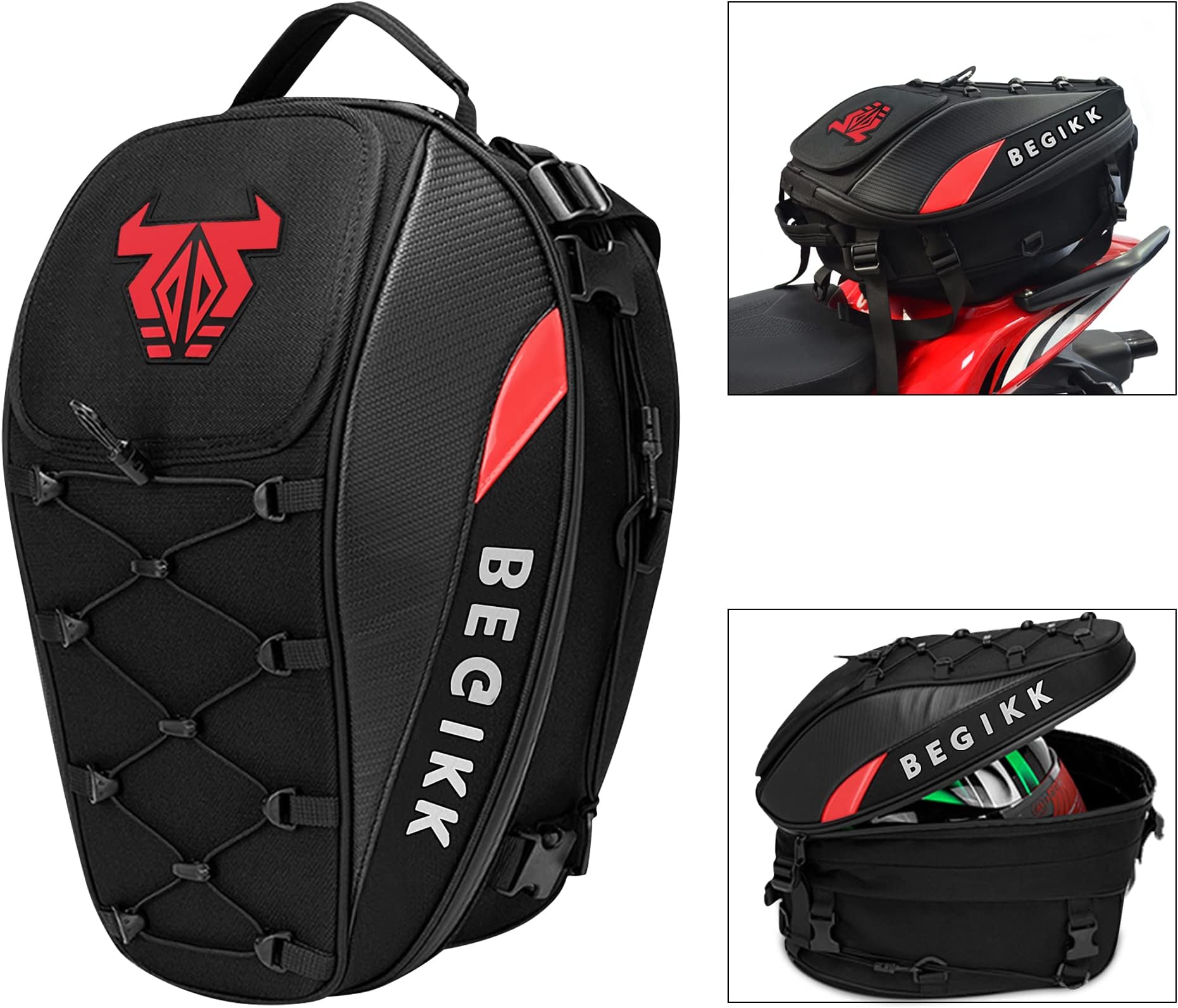 Amazon.com: E-riding Waterproof Motorcycle Tail Bag, 25L-38L Large ...