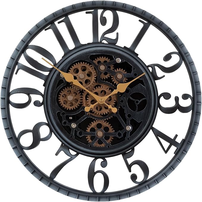 Amazon.com: OCEST 16 Inch Moving Gear Wall Clock, Vintage Industrial ...