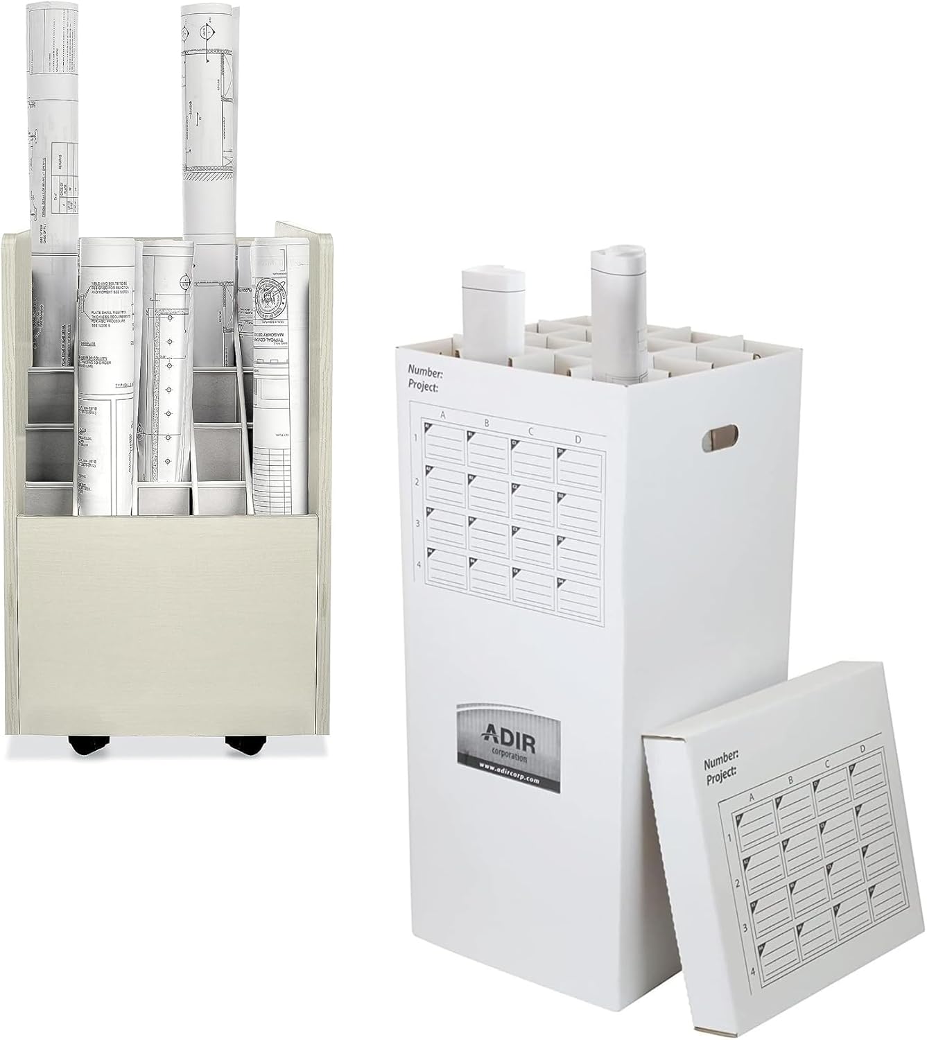 Amazon.com : AdirOffice Adir Mobile Blueprint Roll File Holder (White ...