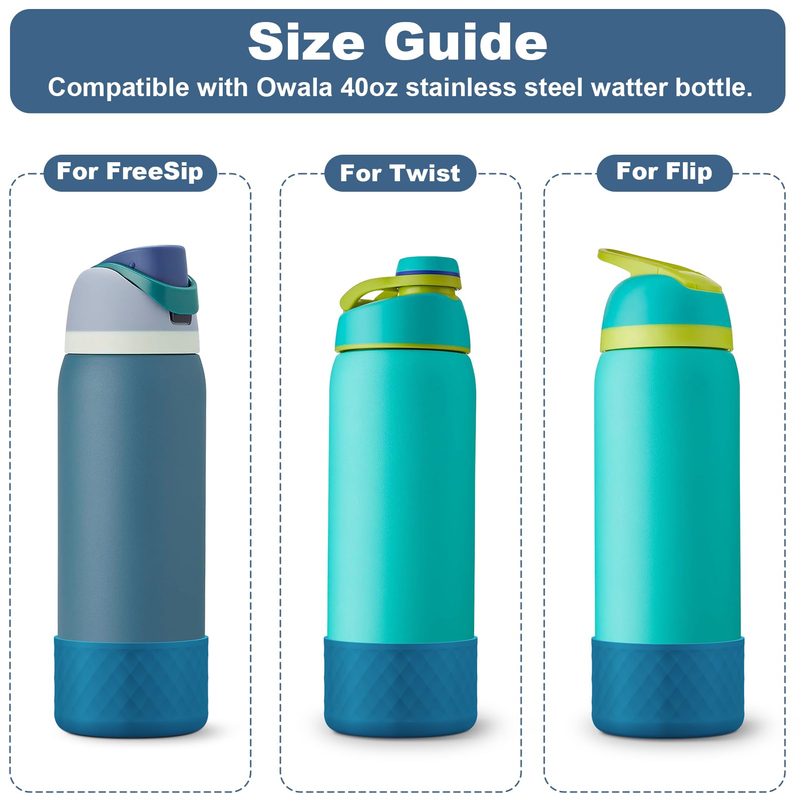 Snapklik.com : Silicone Boot For Owala Water Bottle 40 Oz, Anti-Slip ...