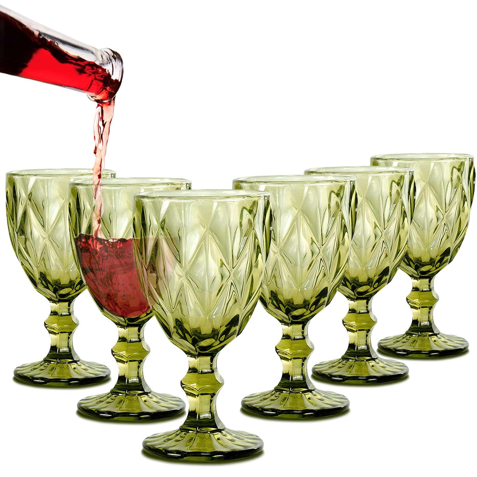 Amazon.com | SL Wedding Decor Vintage Colored Green Wine Glass Goblets ...
