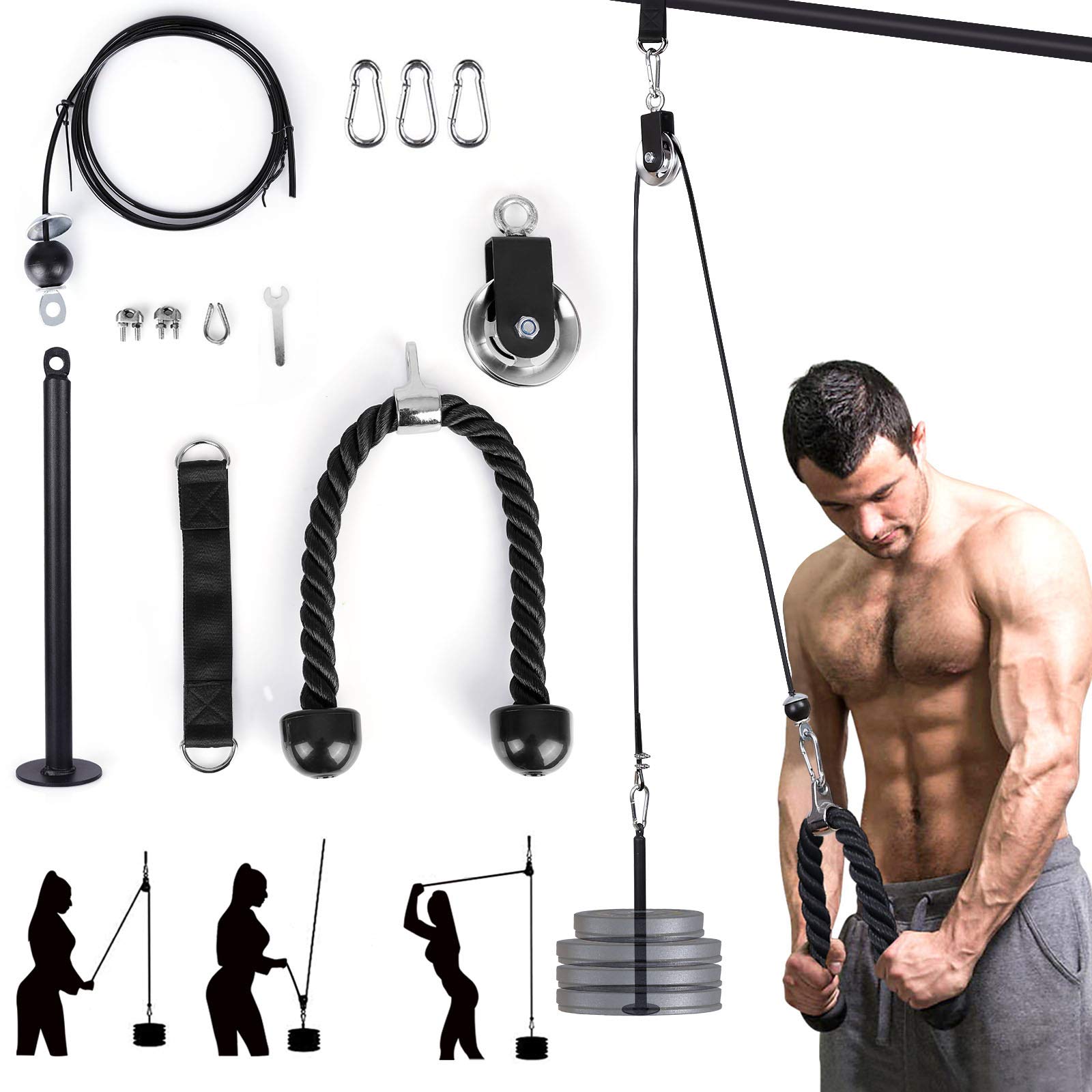 Buy EYCI Fitness LAT and Lift Pulley System, Adjustable Pulley Cable ...