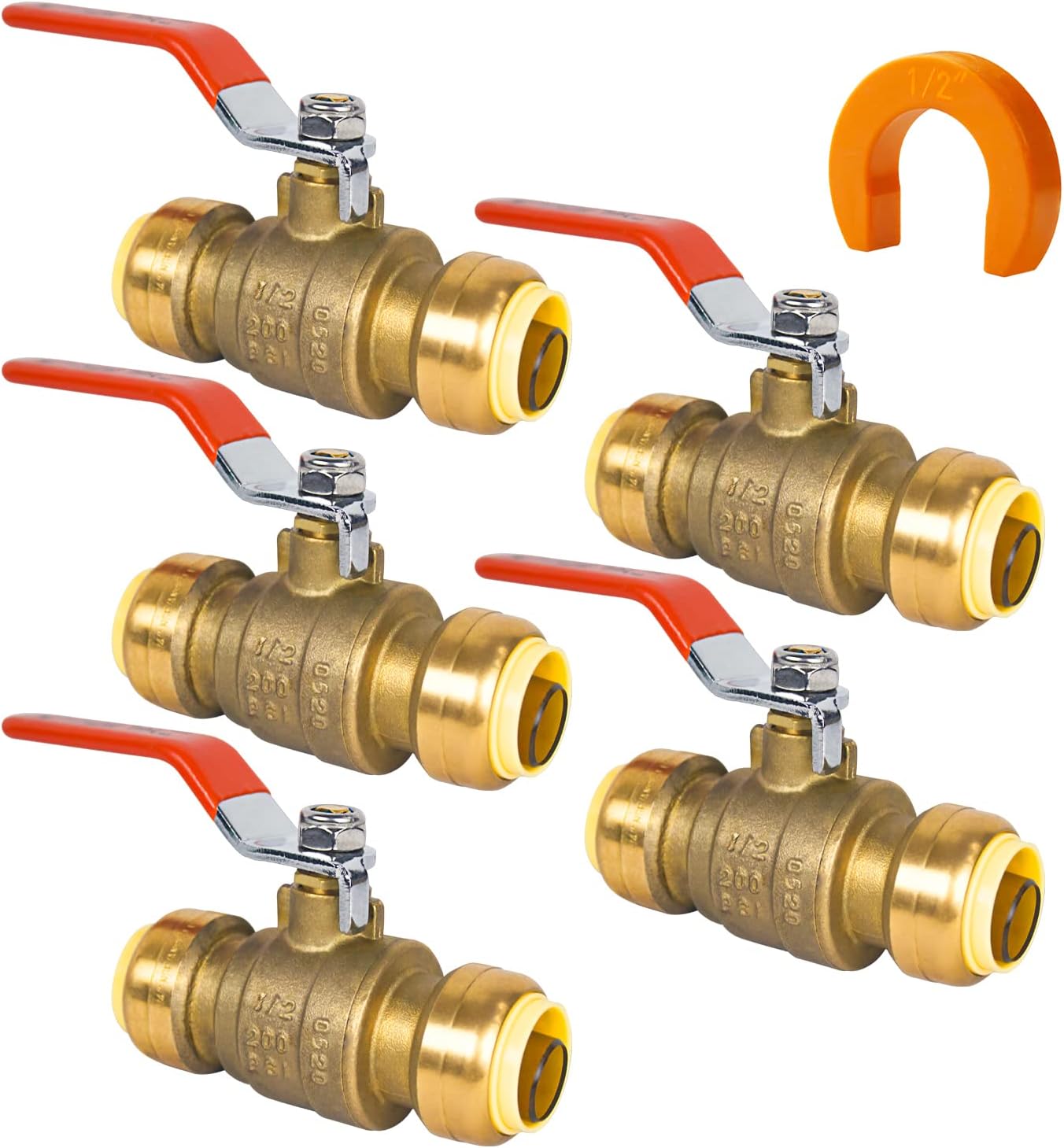 Amazon.com: (Pack of 5) AB 1/2 Inch Push Fit Ball Valve, 1/2 Inch Water ...