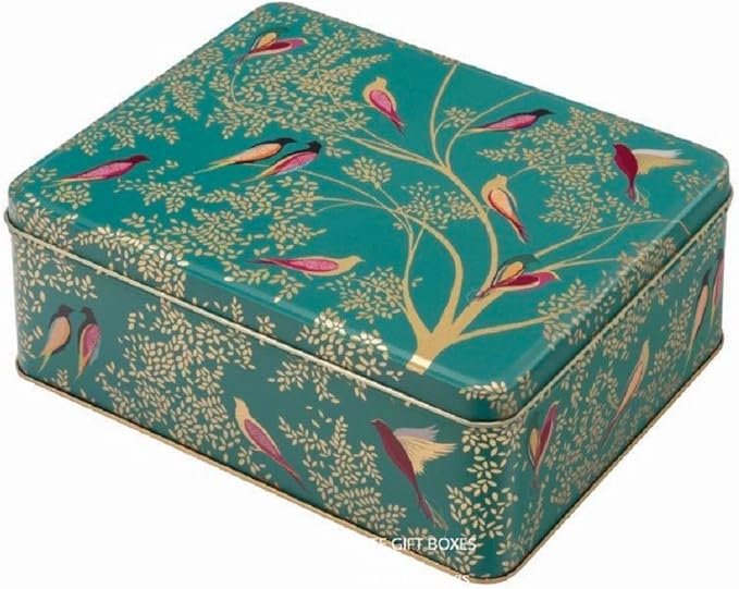 Elite Gift Boxes Sara Miller - Green Birds Deep Rectangular Tin ...
