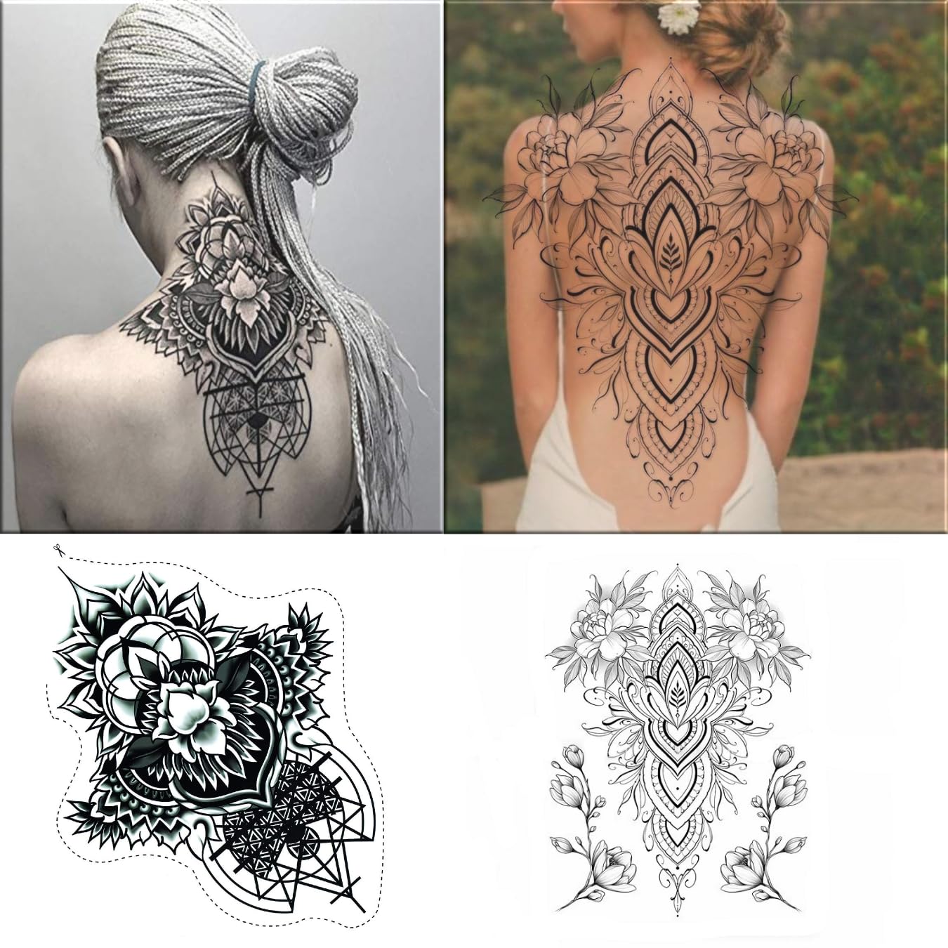 Amazon.com : back tattoos for women long lasting temporary tattoos 2pcs ...