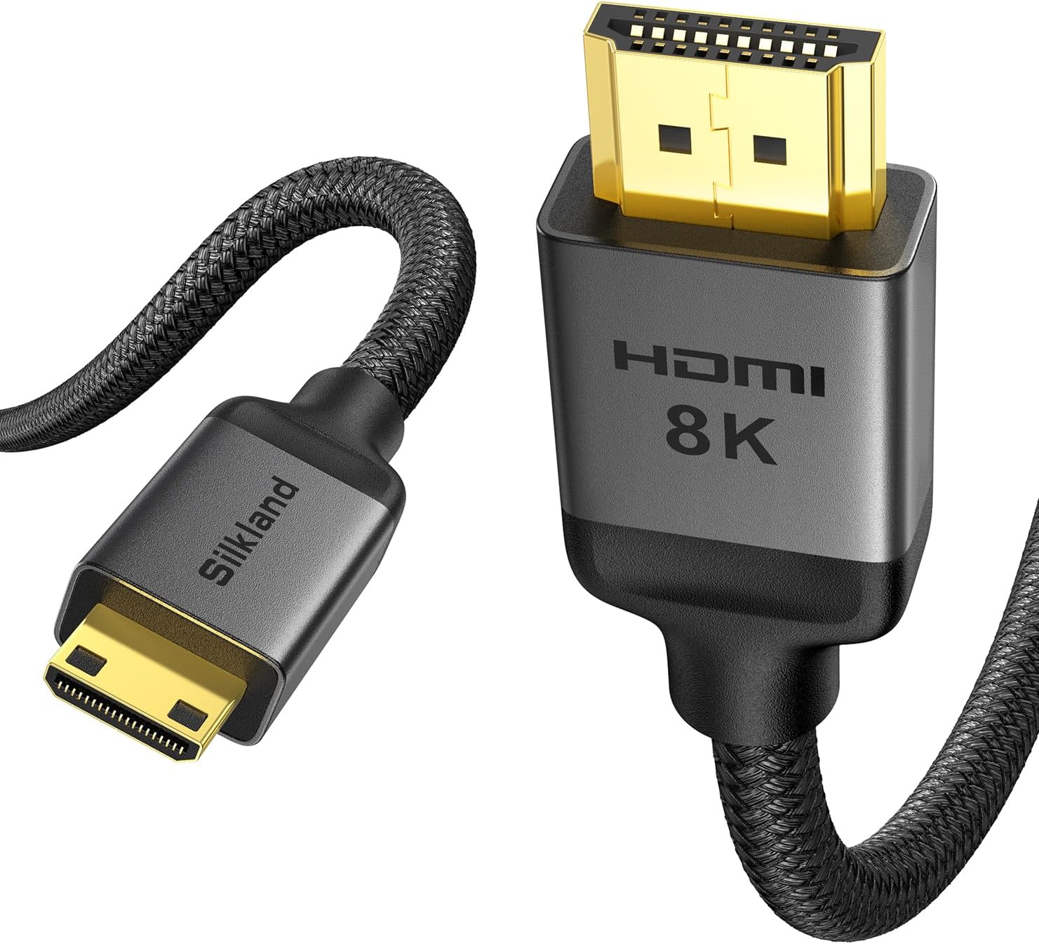 Silkland 8K Mini HDMI to HDMI Cable 0.3M, [8K@60Hz, 4K@120Hz, 48Gbps ...