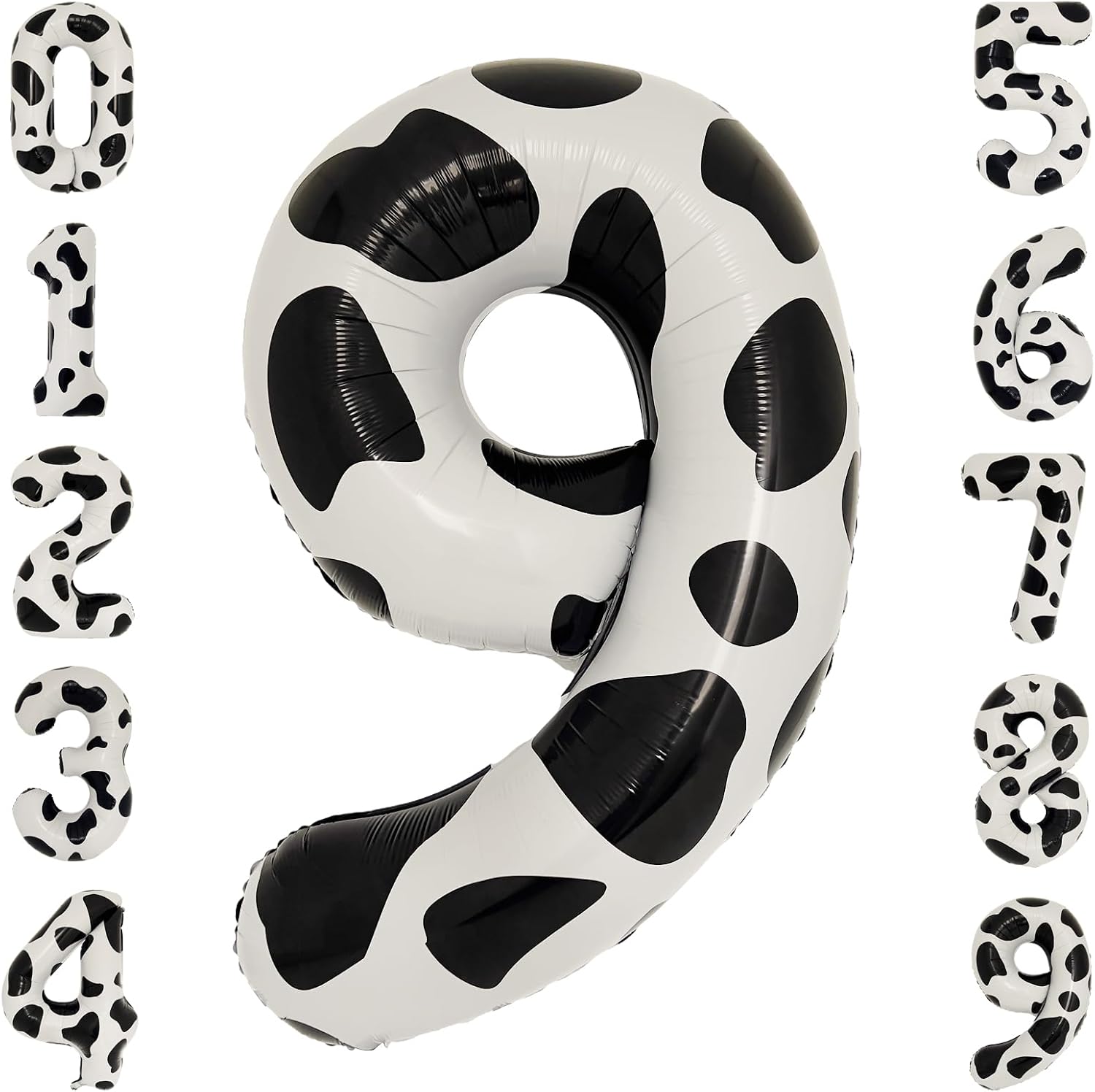 Amazon.com: 40 Inch Cow Print Balloon Large Number 9 Balloon for ...