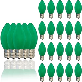 Amazon.com: Green LED Light Bulb,25 Pack Green Plastic Shatterproof C9 ...