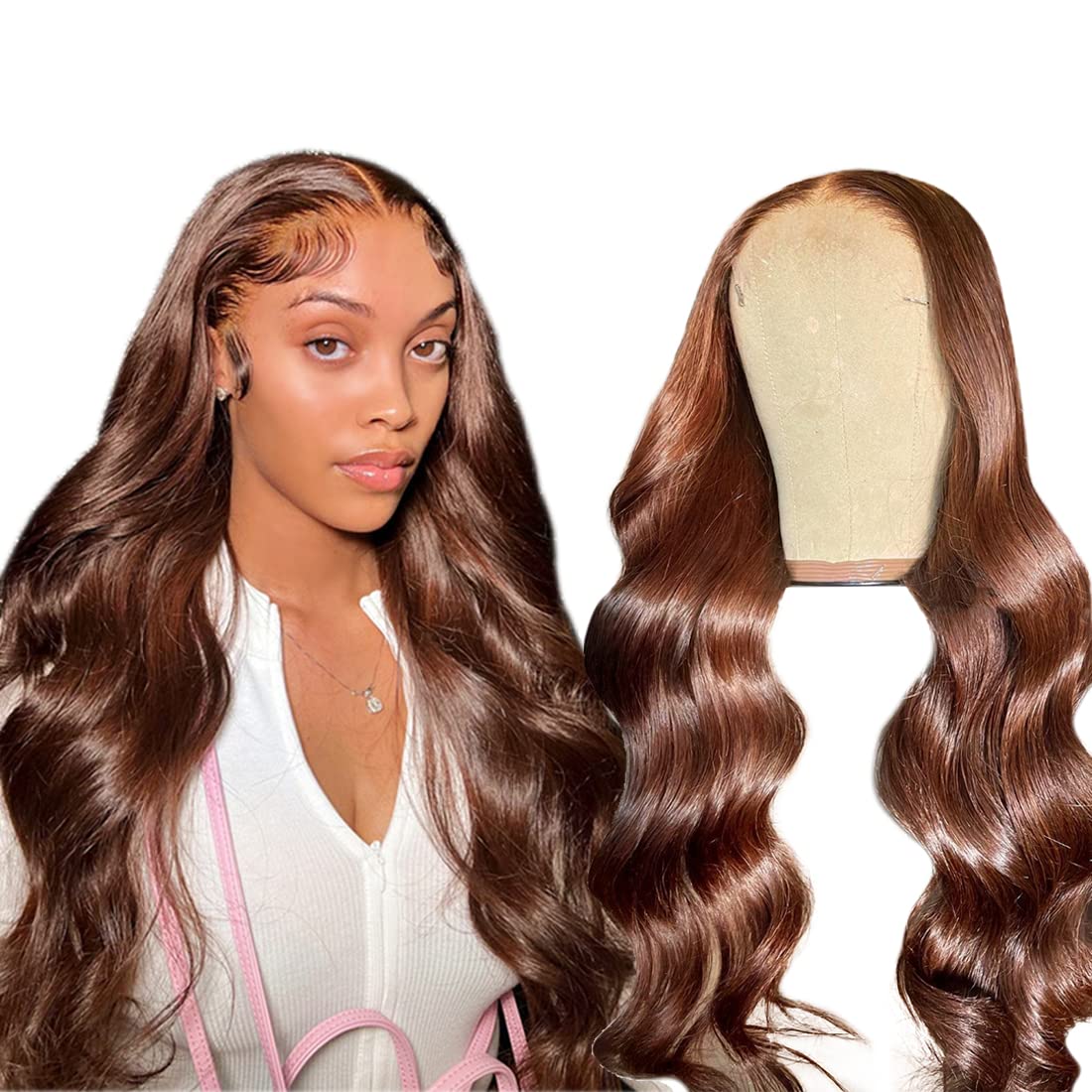 Amazon.com : Chocolate Brown Lace Frontal Wigs Transparent 13X6 Body ...