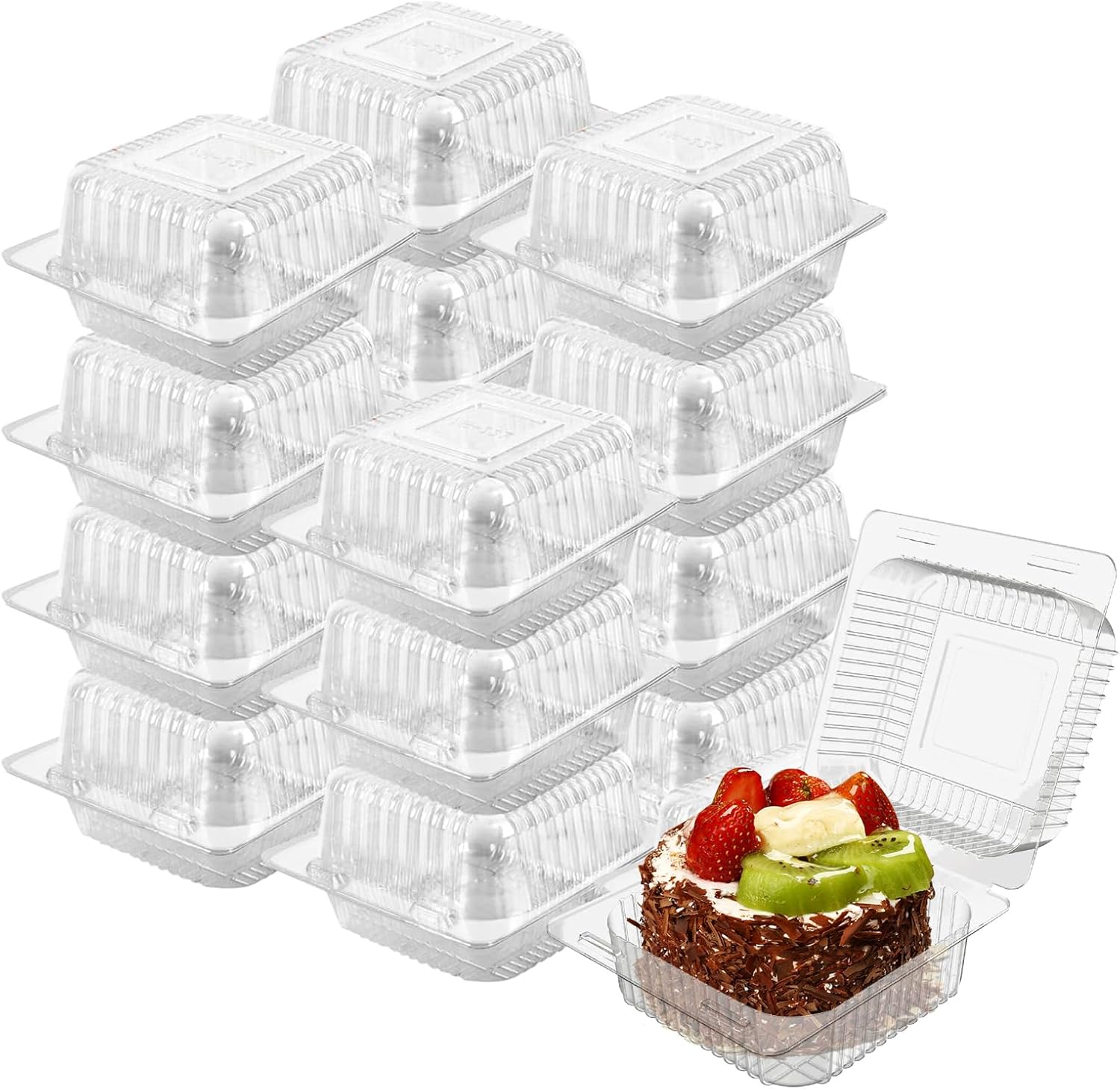 Amazon.com: Cake Slice Containers,200PC Square Plastic Hinged Food ...