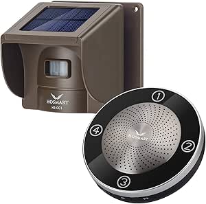 Hosmart 1/4 Mile Long Range Rechargable Solar Driveway Alarm Wireless ...