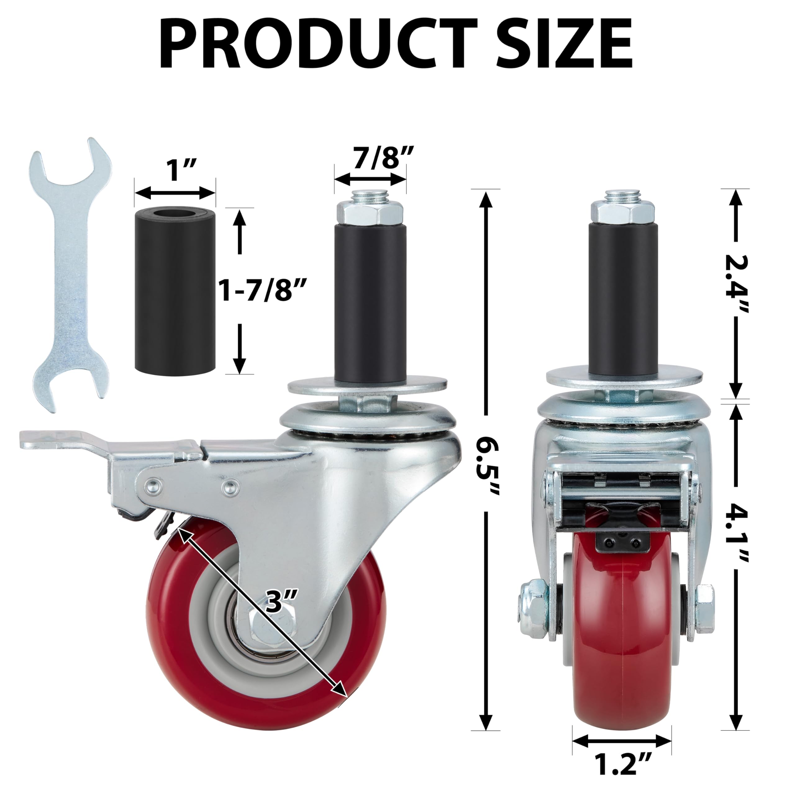 Snapklik.com : Finnhomy 3 Inch Caster Wheels For Prep Table Set Of 4 ...