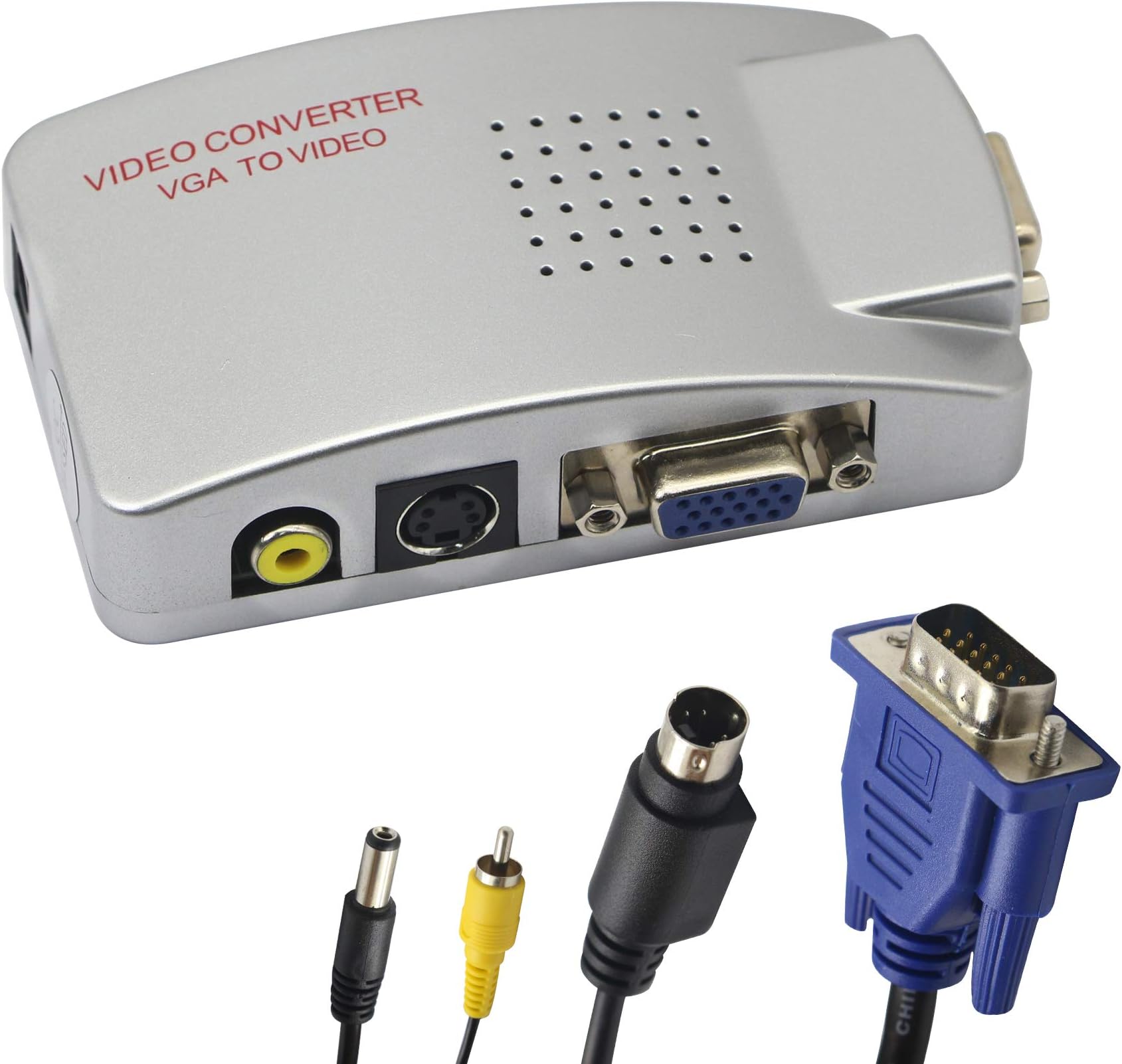 GINTOOYUN VGA to RCA Adapter,Composite AV S-VIDEO to VGA Converter,For ...